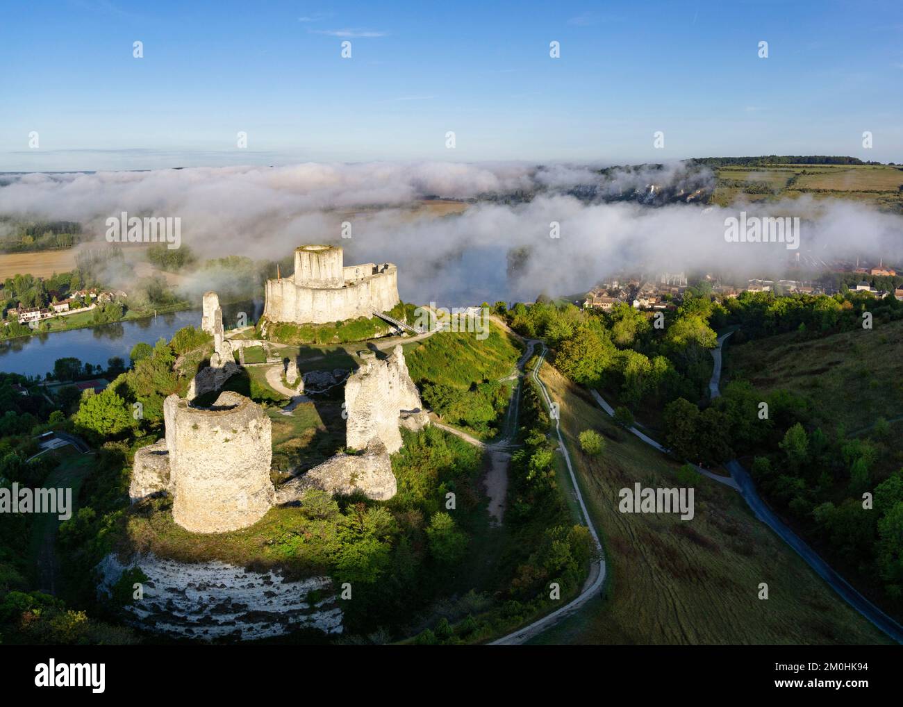 France, Eure, Les Andelys, Chateau Gaillard, 12th century fortress built by Richard Coeur de ...