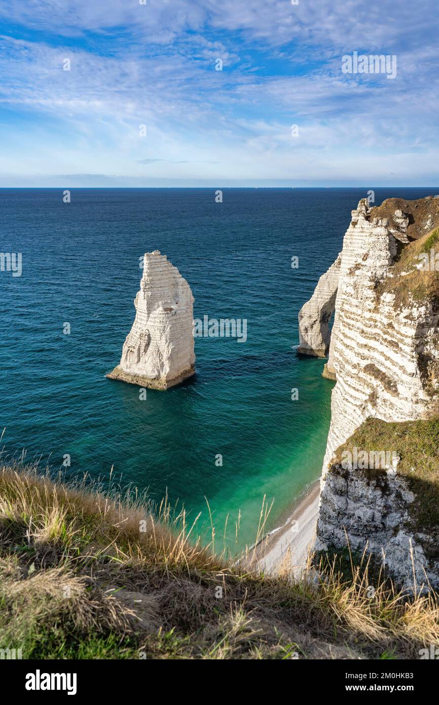 France, Seine Maritime, Cote d'albatre, Etretat, the cliff, needle ...