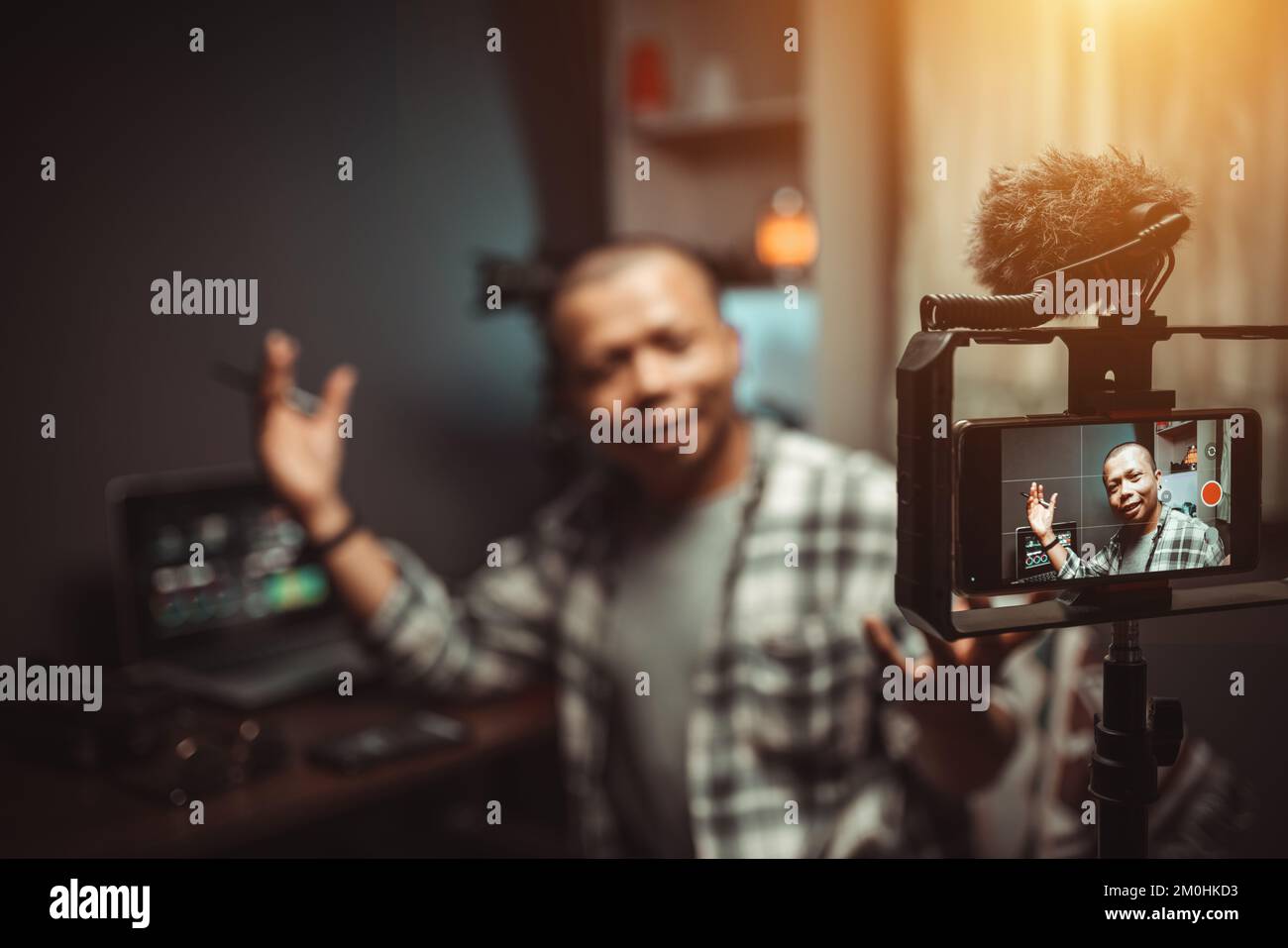 Content creators streaming video online on the social media Stock Photo ...