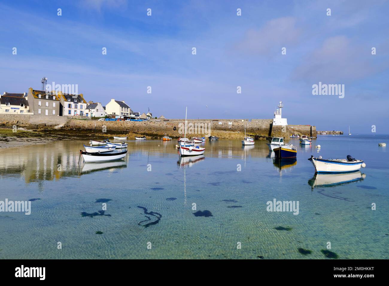 France, Finist?re, Iroise sea, Mol?ne Island (Ile-Mol?ne), the harbour ...