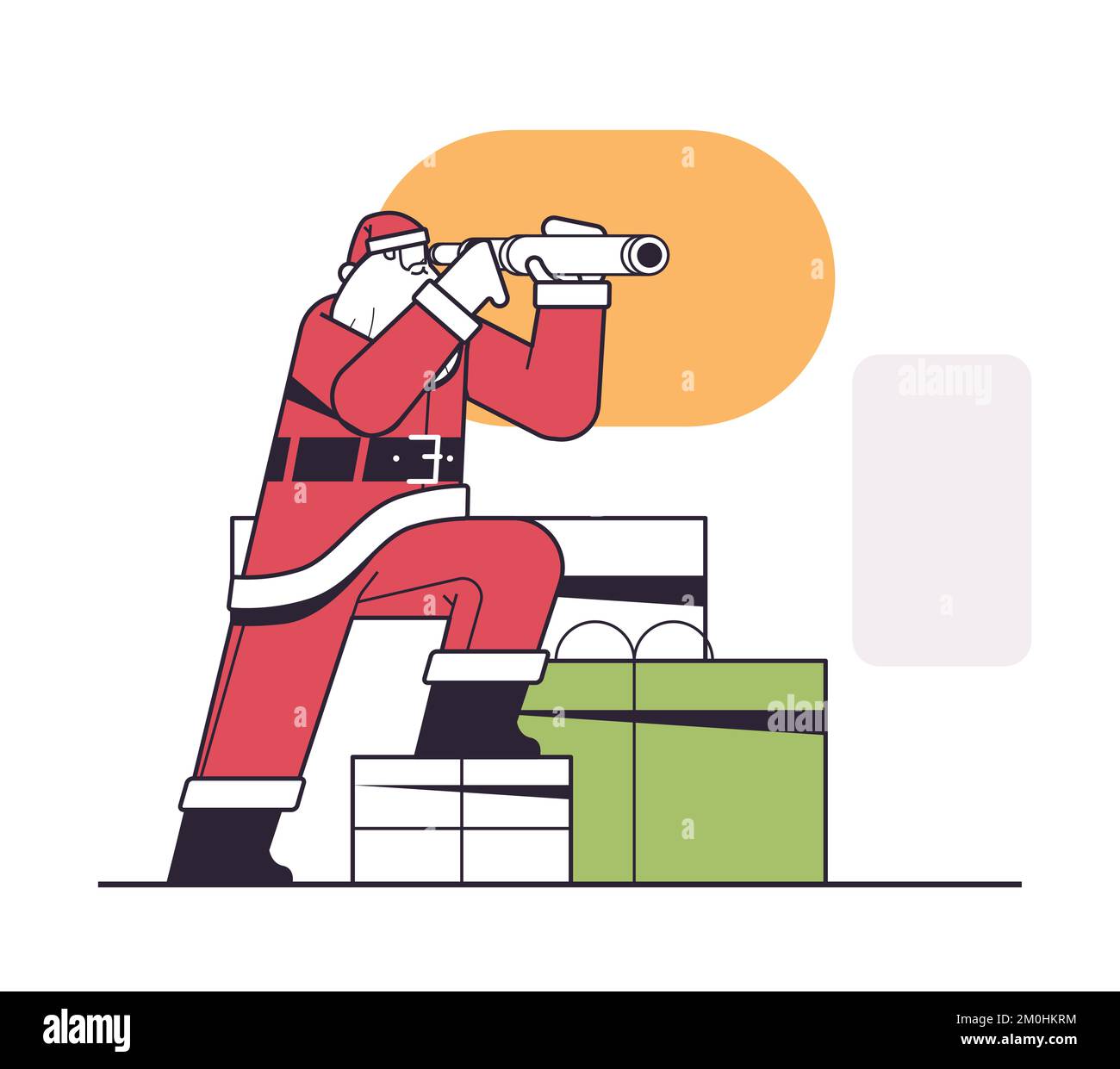 santa claus looking through binoculars happy new year merry christmas ...