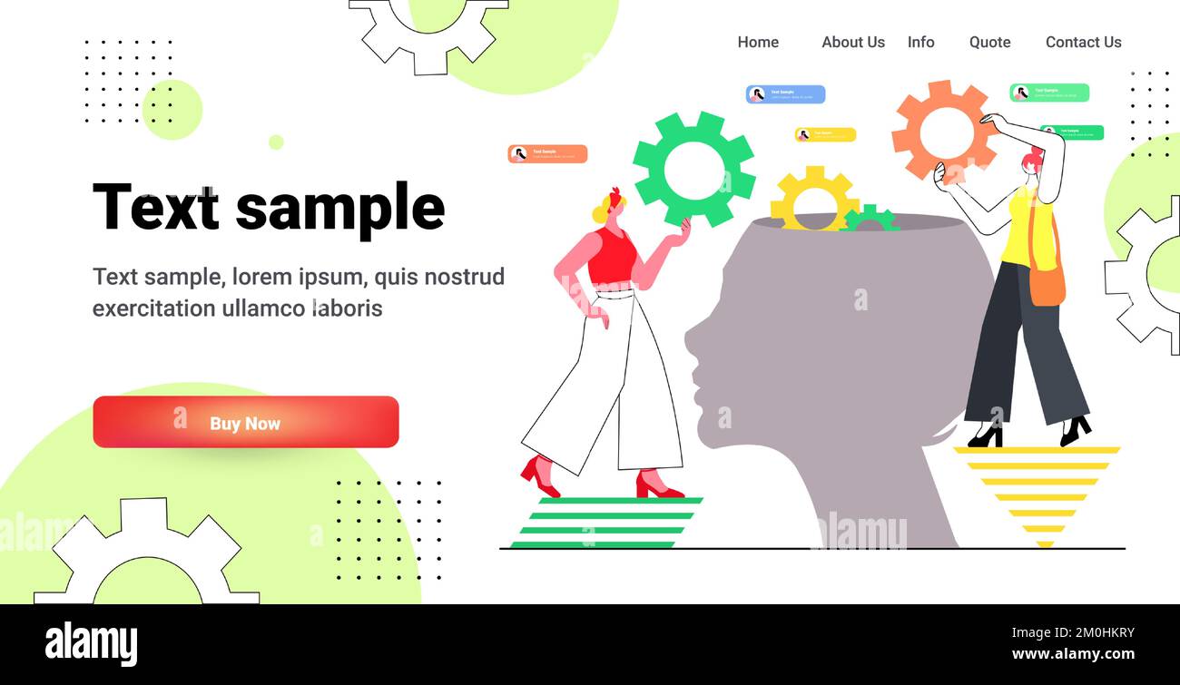 businesspeople putting cogwheels in open human head mental health ...