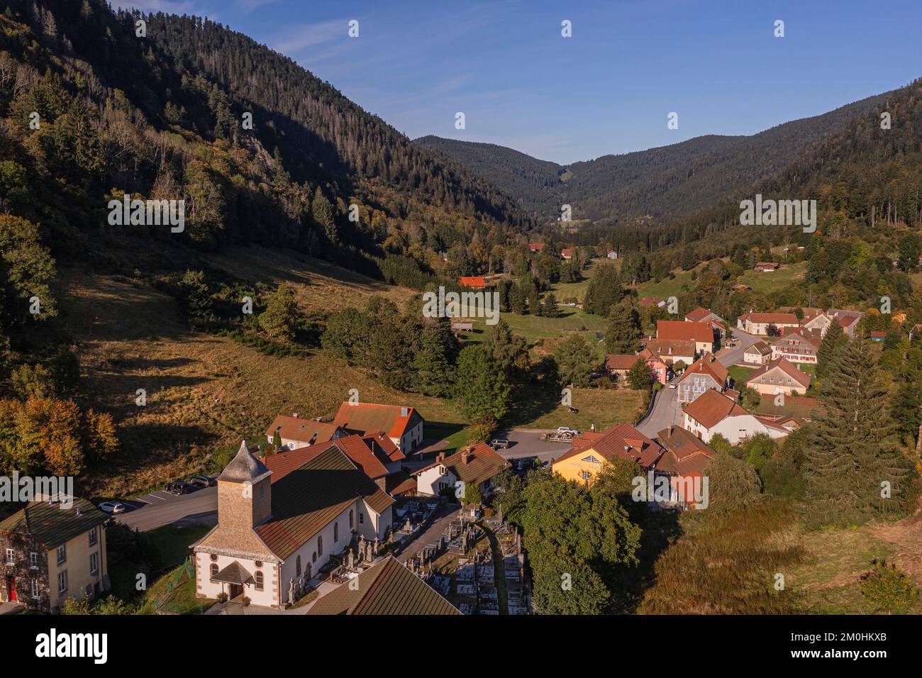 France, Vosges, Le Valtin, village in the upper valley of the Meurthe ...