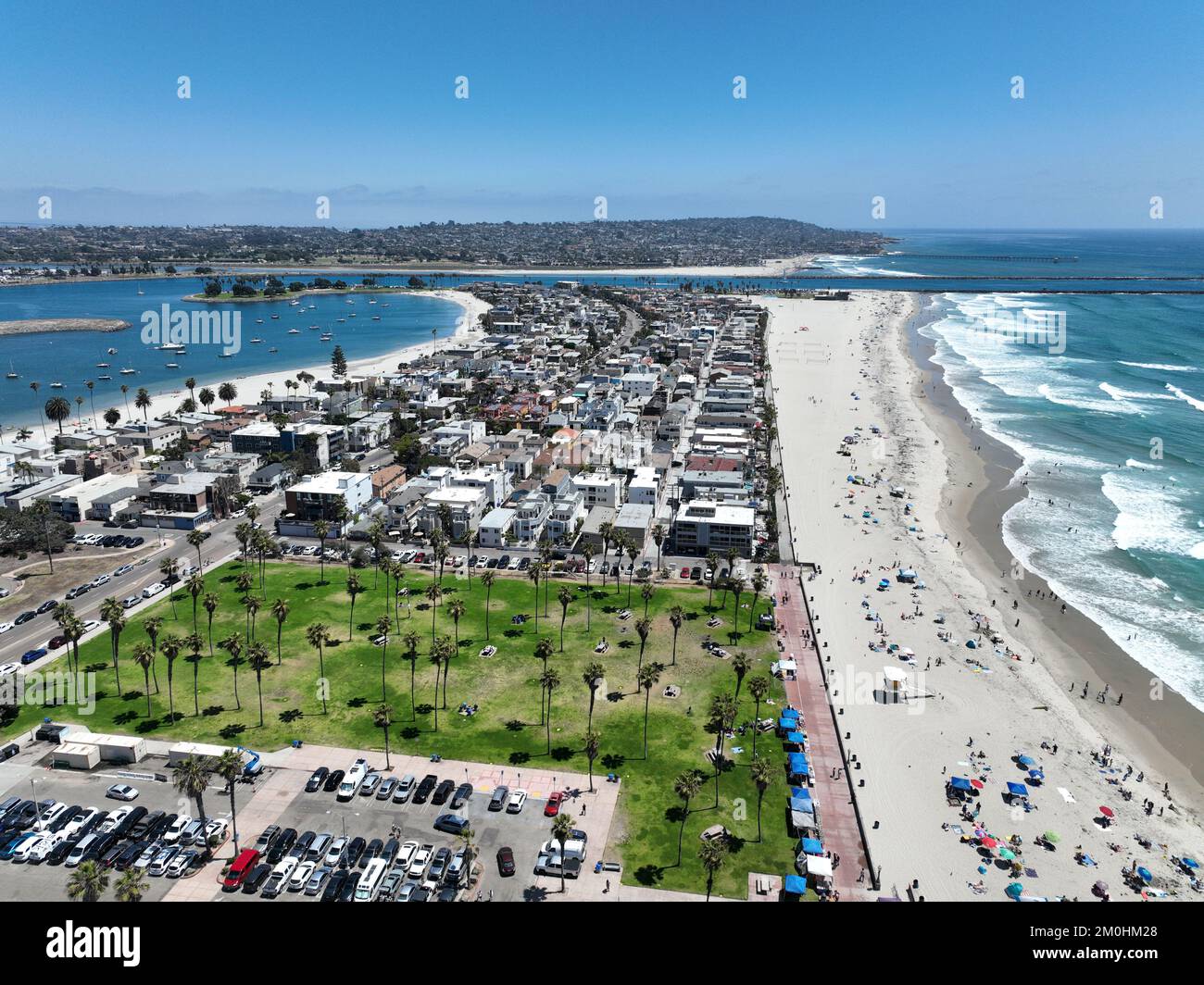 Aerial view of Mission Bay and beach in San Diego, California. USA ...