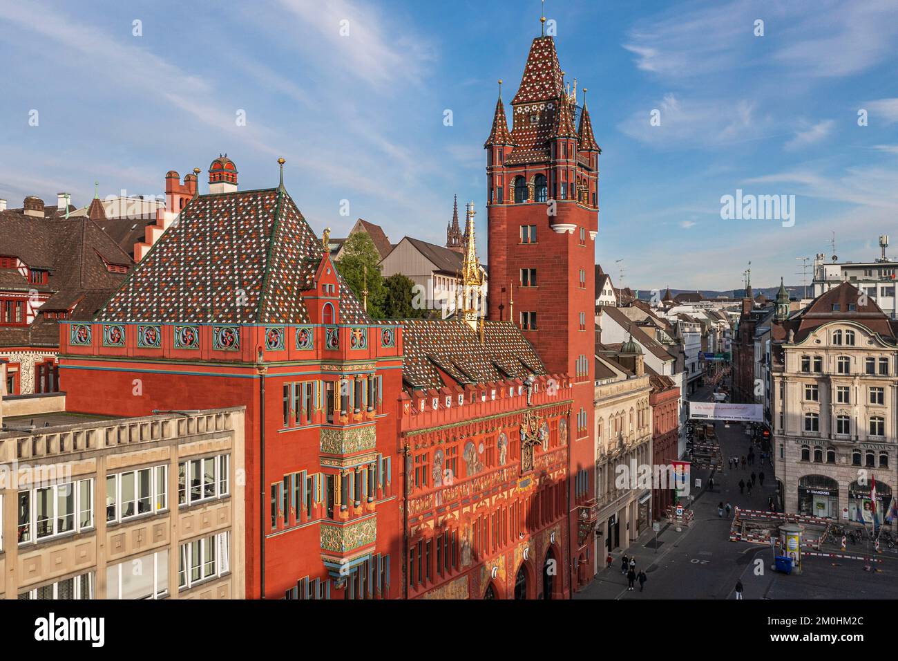 Switzerland, Basel, Marktplatz, City hall (Rathaus) (aerial view Stock ...