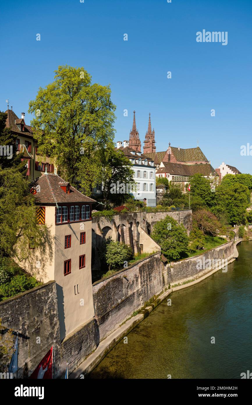 Switzerland, Basel, the left bank of the Rhine, the Minster or ...