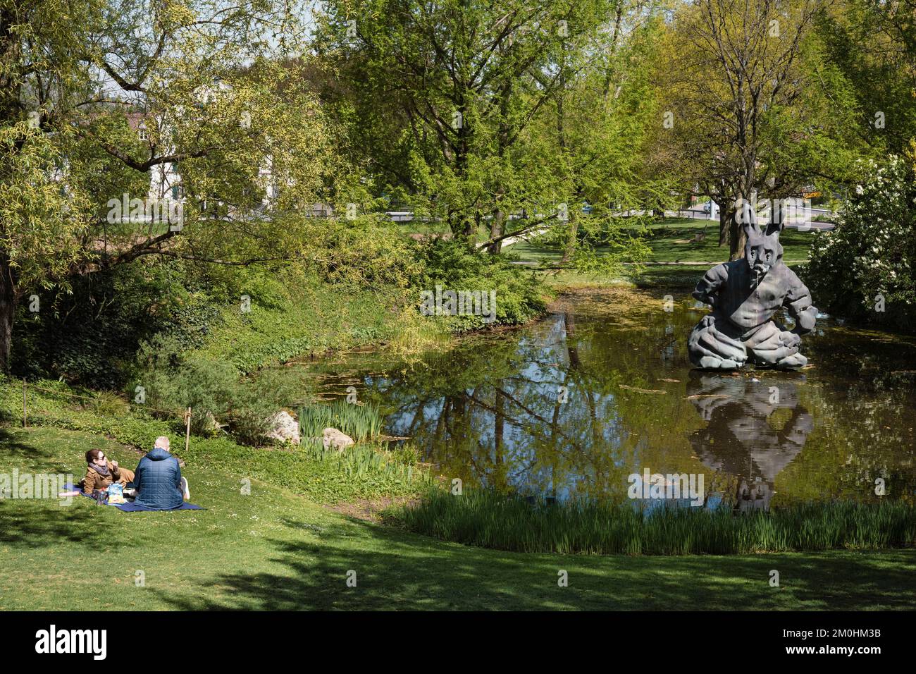 Switzerland, Basel, Riehen, Beyeler Foundation, Hare (2013) sculpture ...