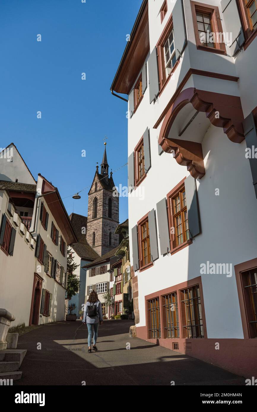 Switzerland, Basel, Old town of Greater Basel (left bank), Petersgasse ...