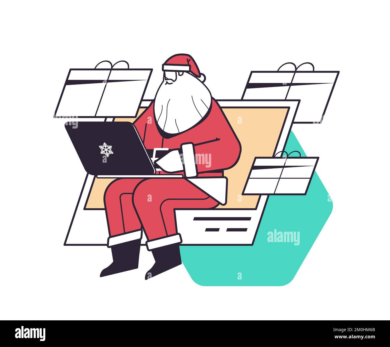 santa claus using laptop happy new year merry christmas holiday ...