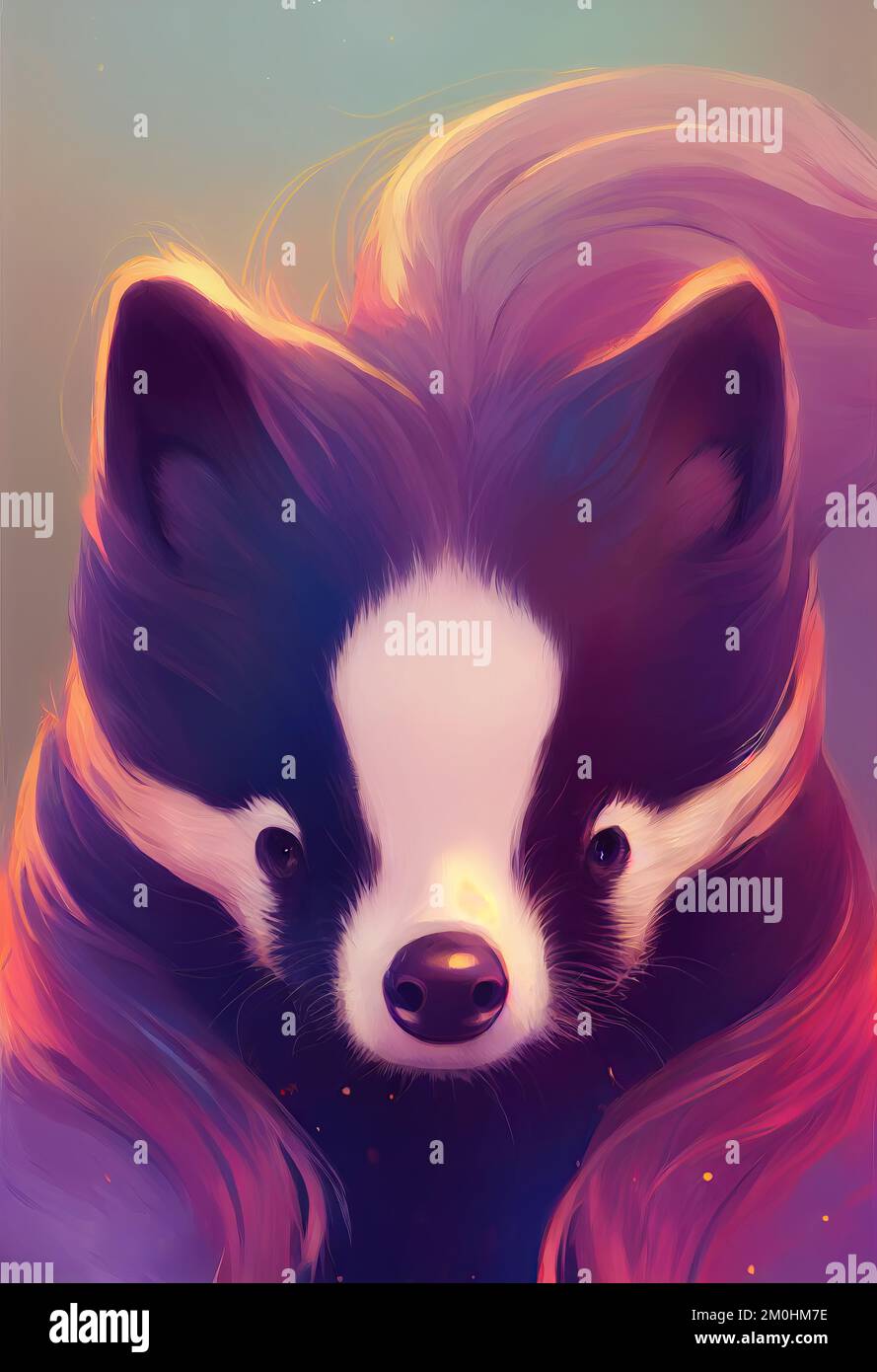 Funny adorable portrait headshot of cute skunk. North American land ...