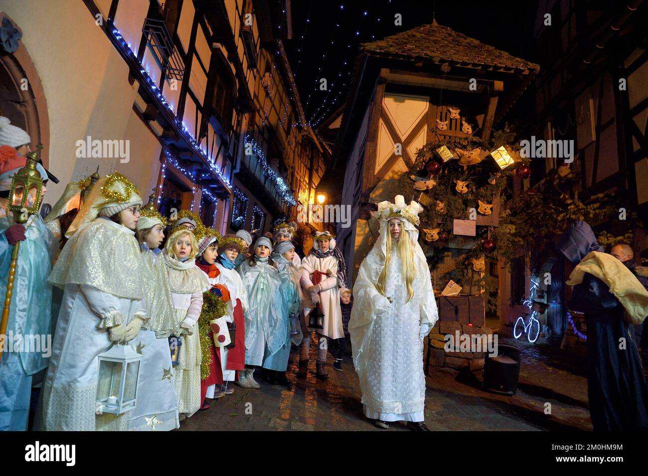 France, Haut Rhin, Eguisheim, the Christkindel with its crown of ...