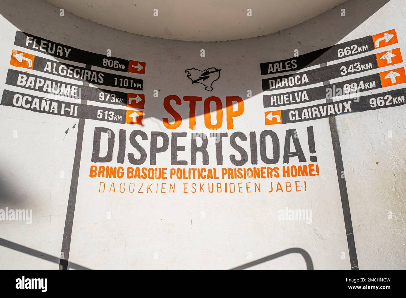 Spain, province of Biscay, Ziortza-Bolibar, political slogan against ...