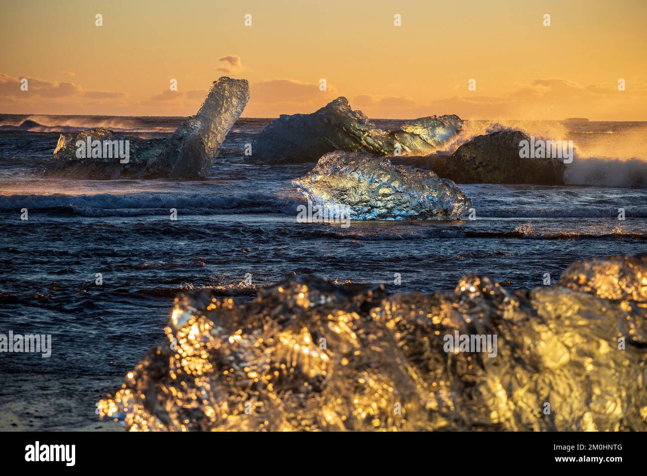 Iceland, Austurland region, J?kuls?rl?n, Diamond beach: the diamond ...