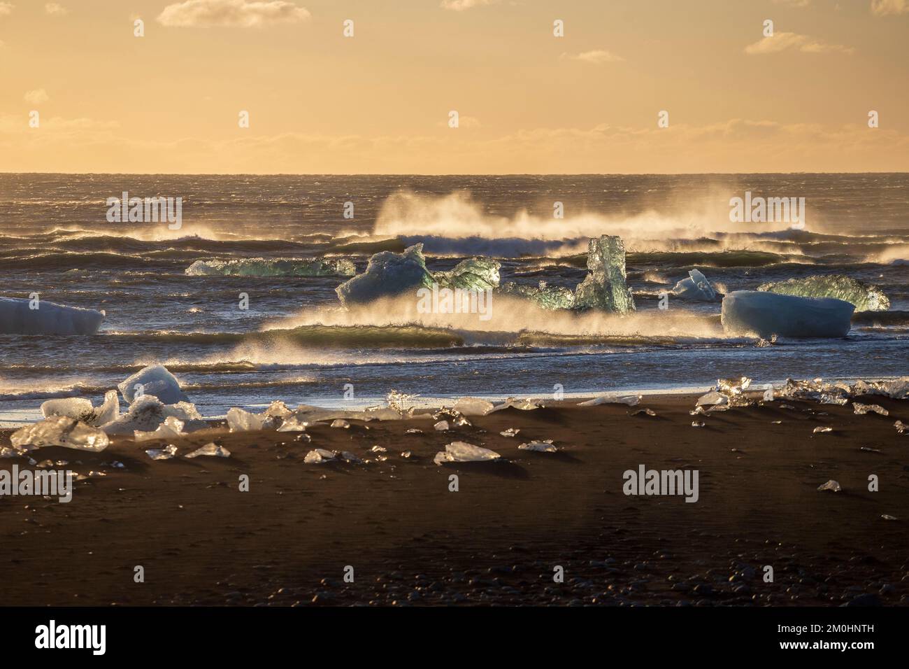 Iceland, Austurland region, J?kuls?rl?n, Diamond beach: the diamond ...
