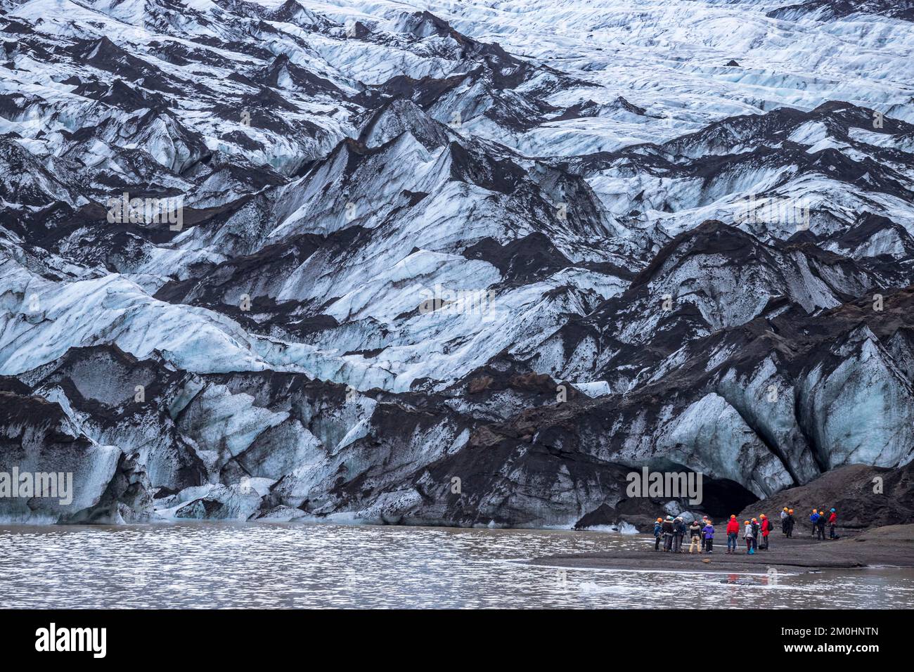 Iceland, Sudurland region, lagoon and S?lheimaj?kull glacier front ...