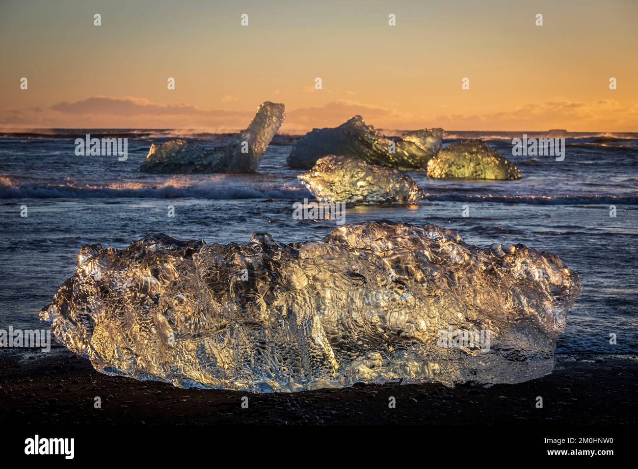 Iceland, Austurland region, J?kuls?rl?n, Diamond beach: the diamond ...