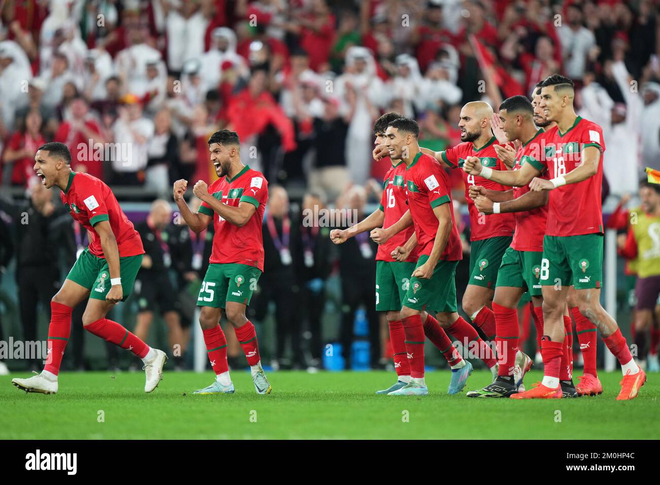 Morocco players celebrating the victory during the FIFA World Cup Qatar ...