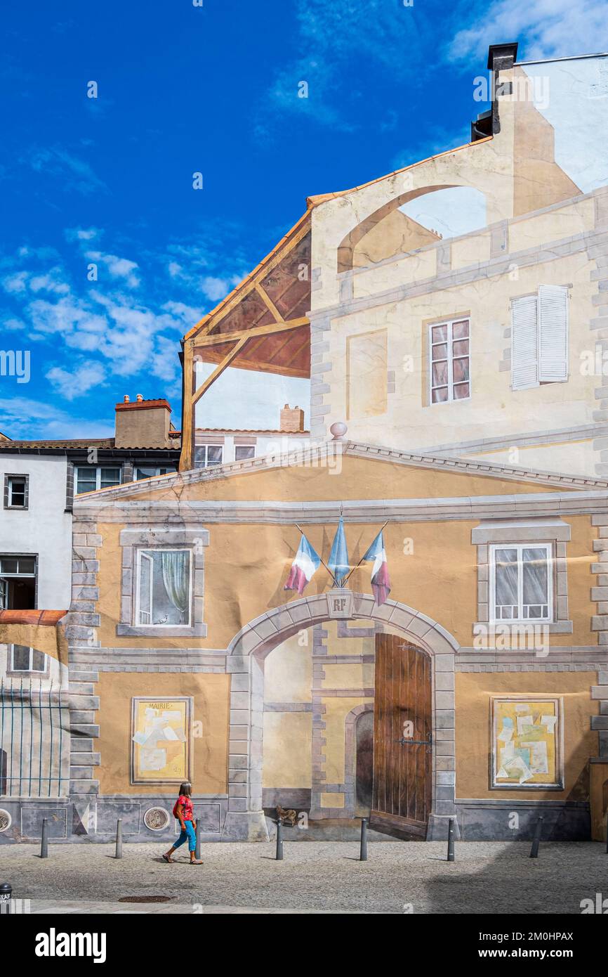 France, Puy-de-Dome, Clermont-Ferrand, trompe-l'oeil by Serbian artist ...