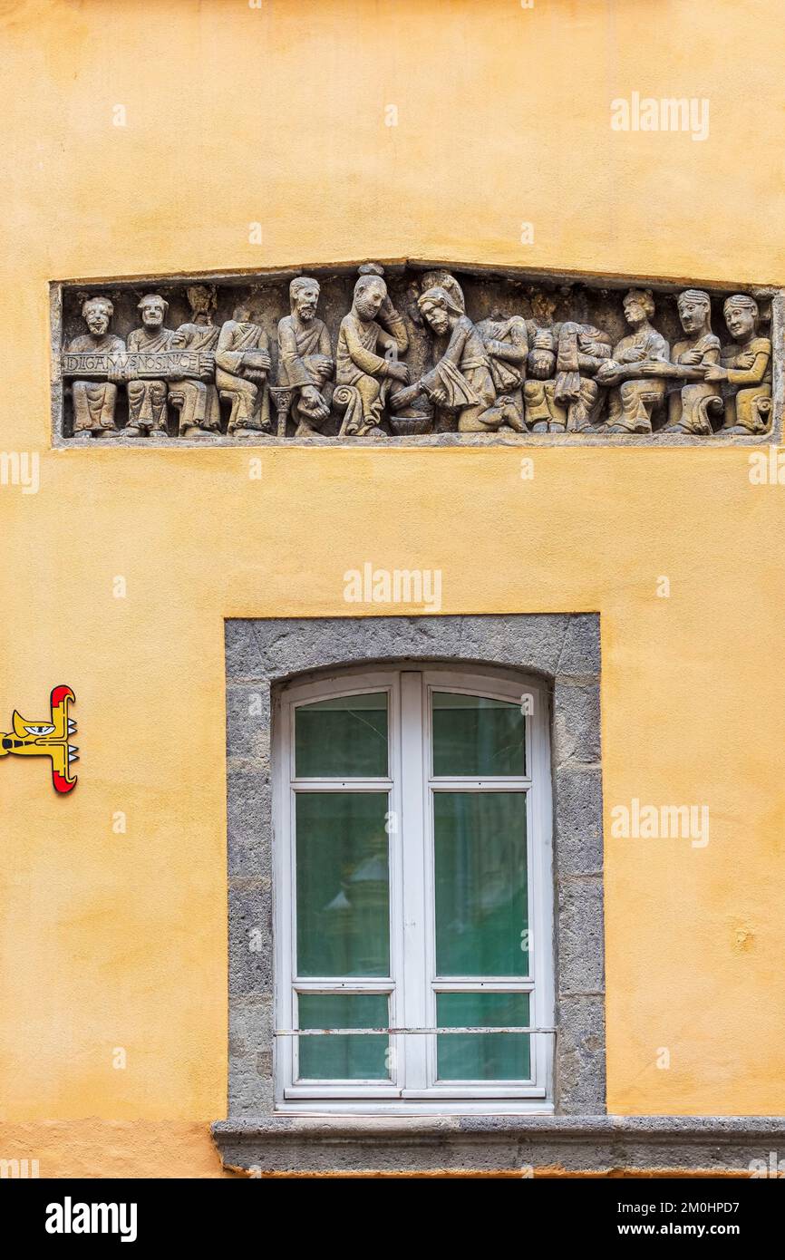 France, Puy-de-Dome, Clermont-Ferrand, 12th century carved lintel from ...
