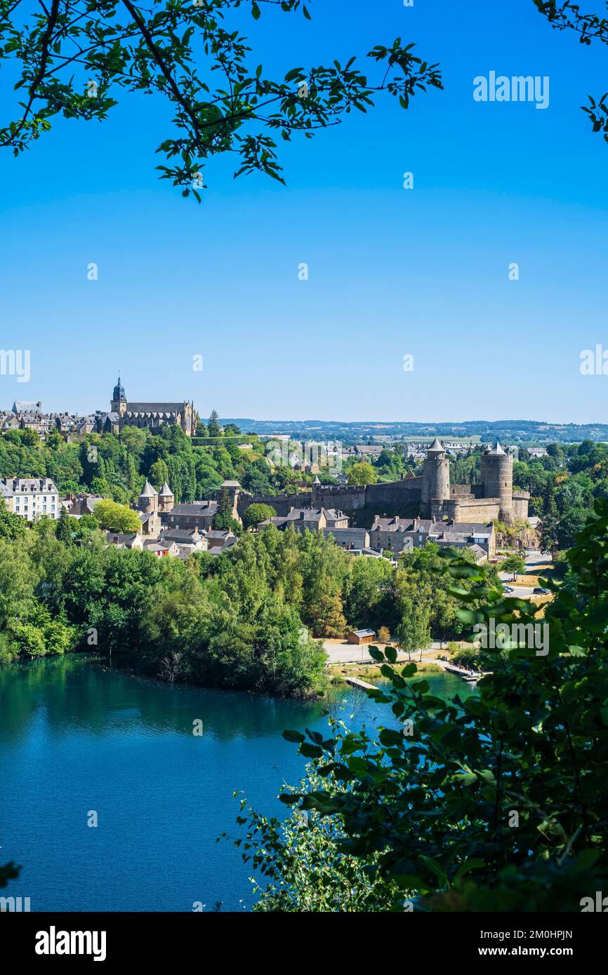 France, Ille-et-Vilaine, Fougeres, the medieval city and Rocher Coup ...