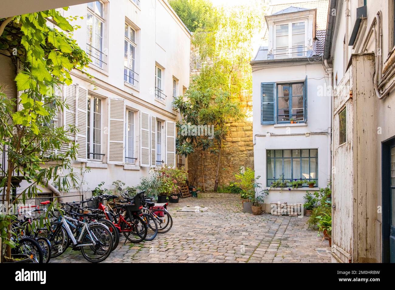 France, Paris, remains of the enclosure of Philippe Auguste, paved ...