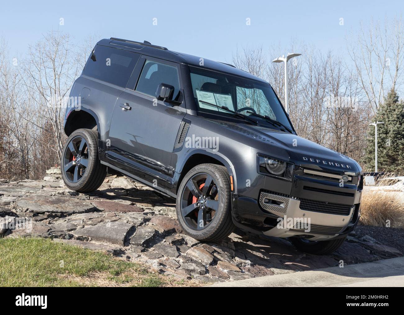 Indianapolis - Circa December 2022: Land Rover Defender display at a ...