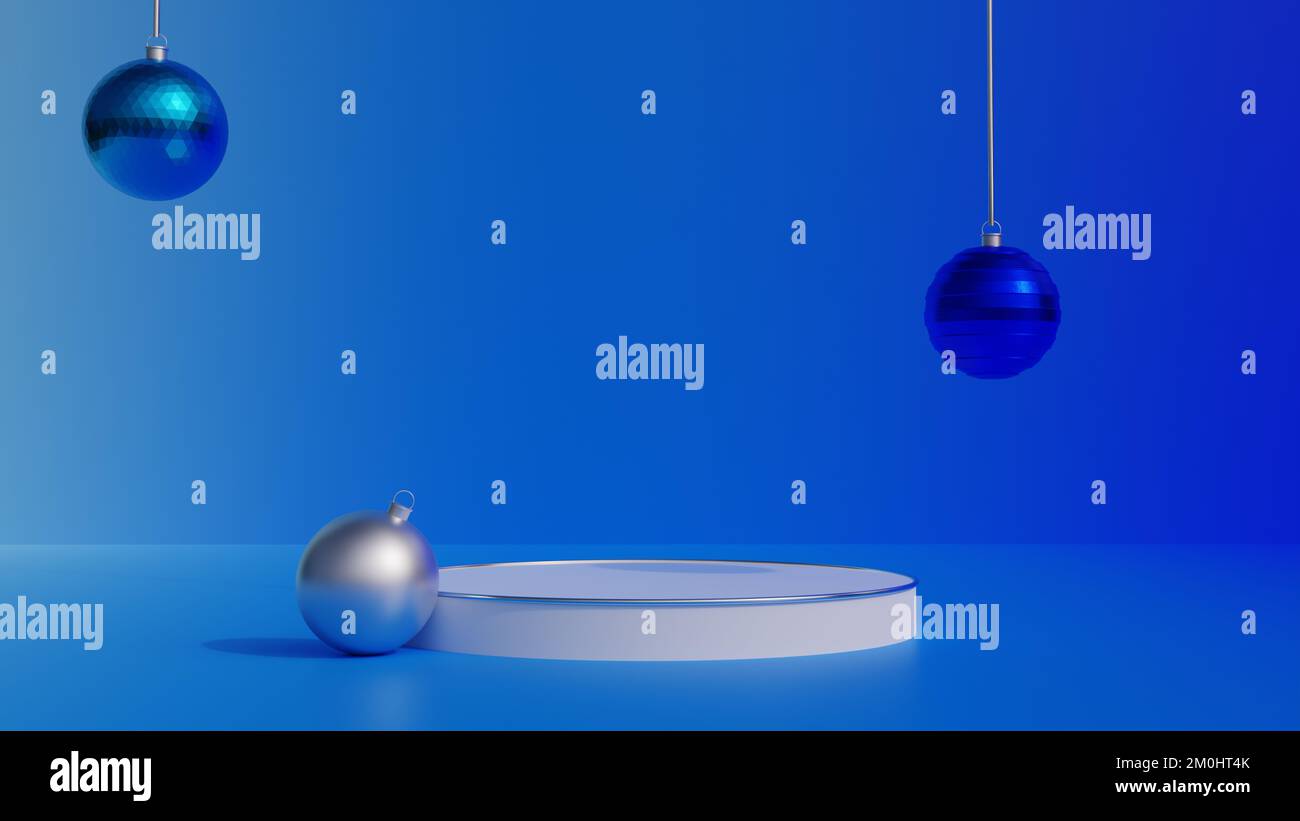 white podium on blue and sky blue gradient environment 3d illustration ...