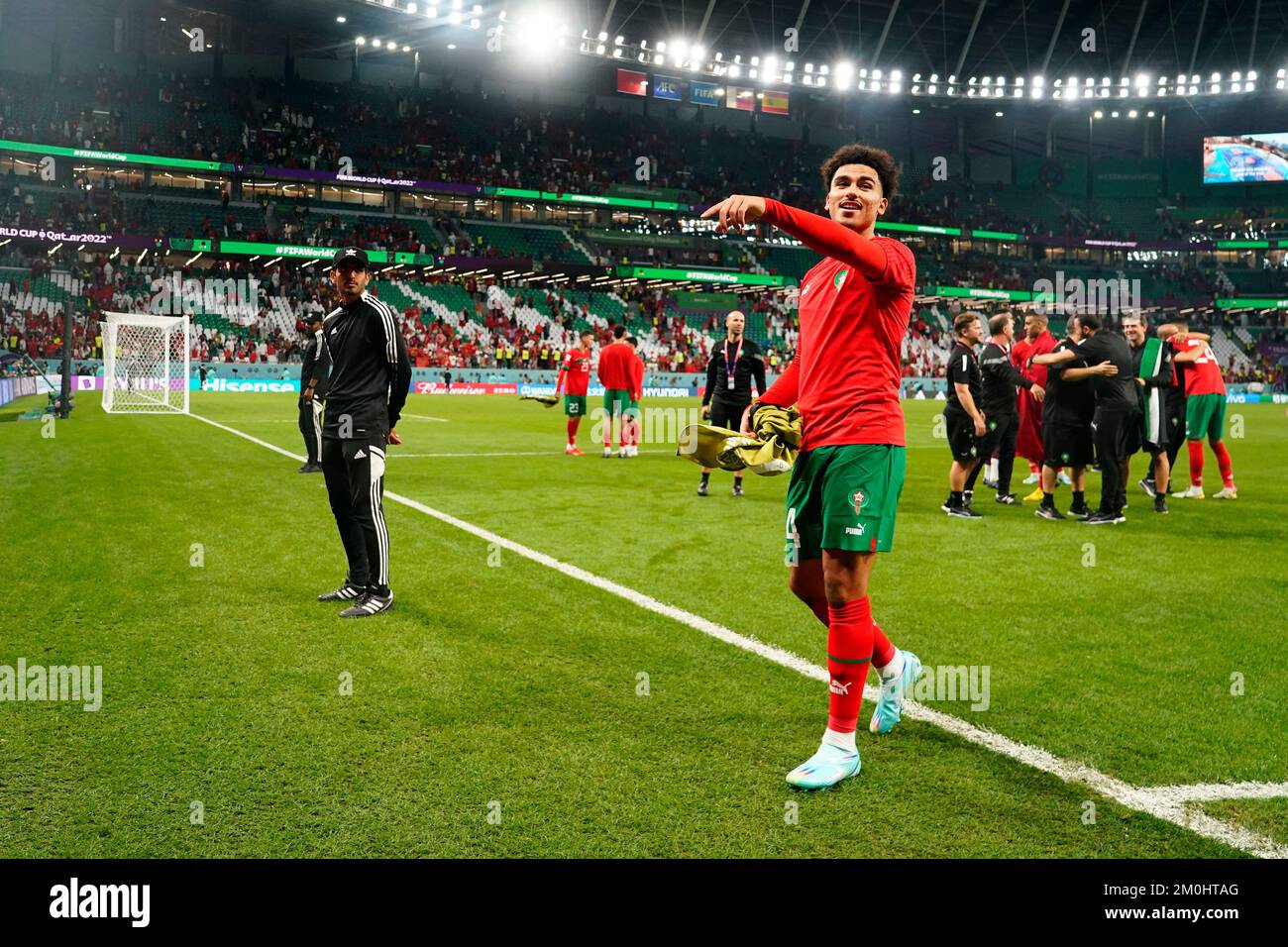 Morocco players celebrating the victory during the FIFA World Cup Qatar ...