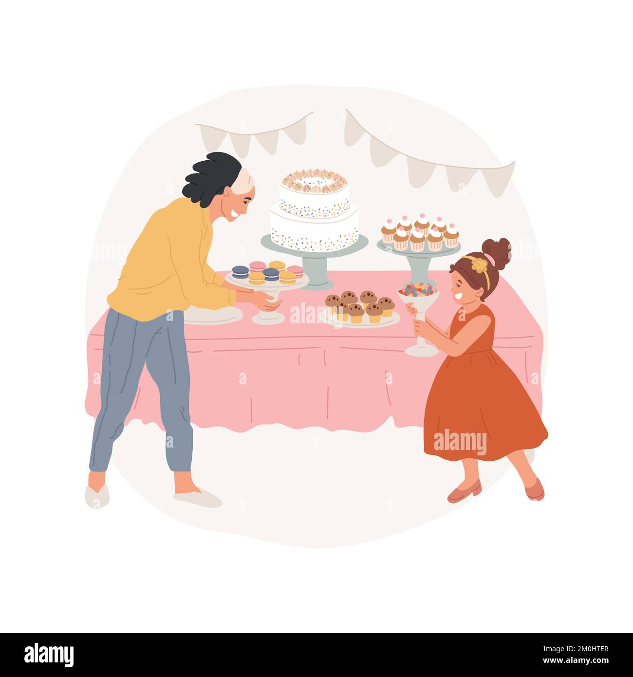 Sweet table isolated cartoon vector illustration. Sweet station, kid ...