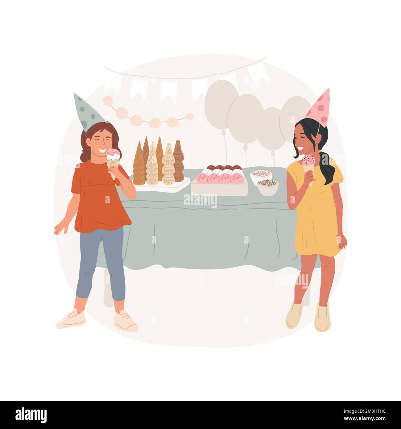 Ice cream isolated cartoon vector illustration. Party sundae bar ...