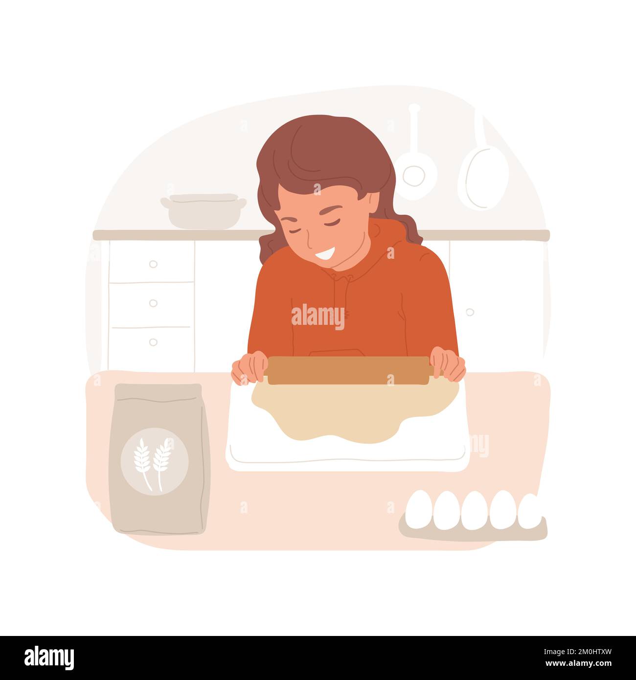 Roll out the dough isolated cartoon vector illustration. Family baking ...