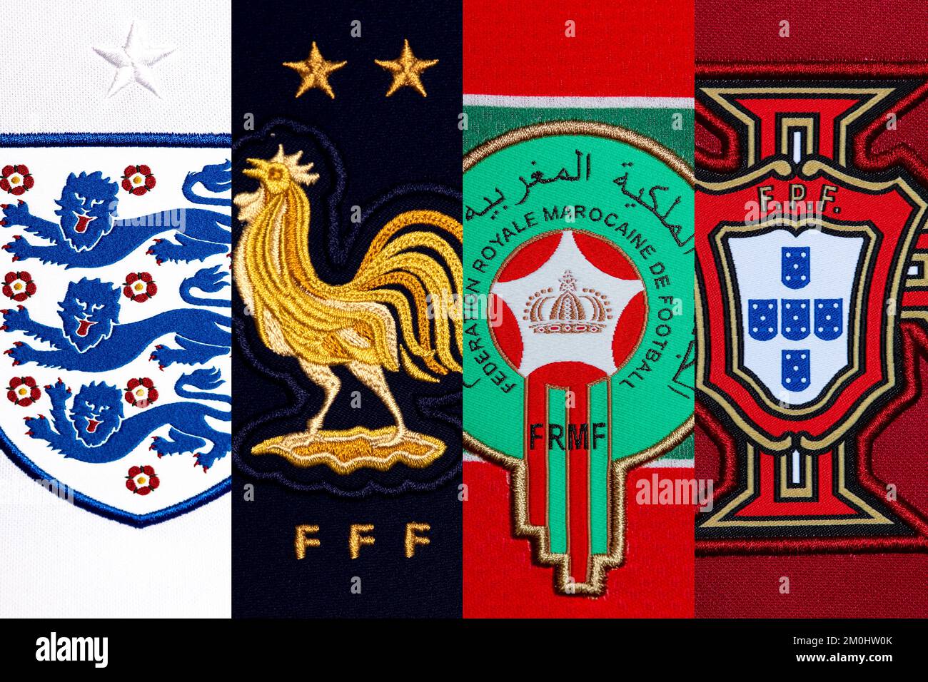 Close up of National Football team crest on home kit. Quarter Finalists ...