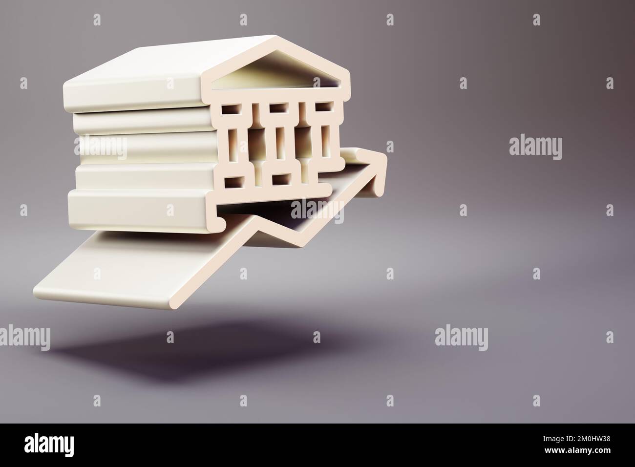 Beautiful illustration Blue Bank arrow UP symbol icons on a bright pink ...