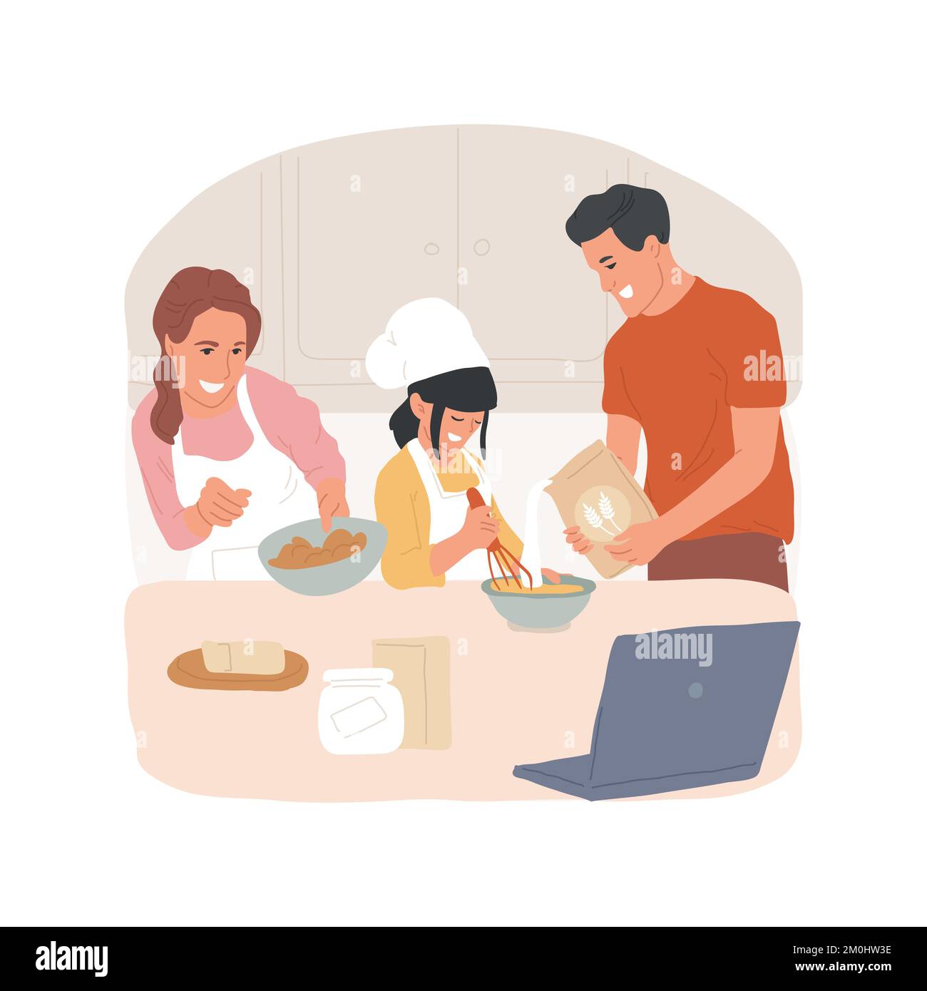 Family cooking classes isolated cartoon vector illustration. Family ...