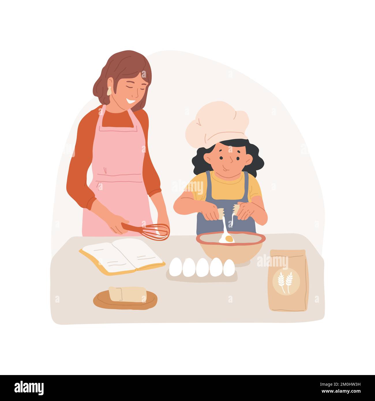 Breaking eggs isolated cartoon vector illustration. Preparing food in ...
