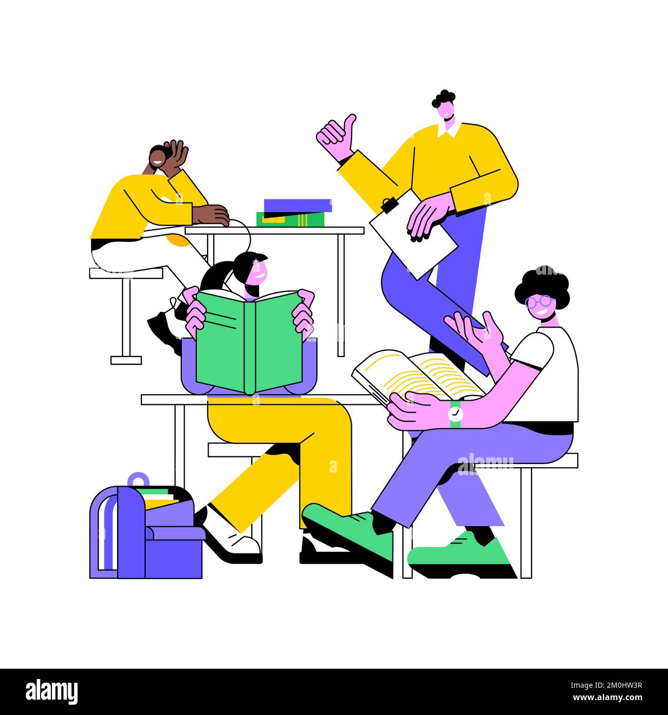 Seminar isolated cartoon vector illustrations. Group of teens having ...