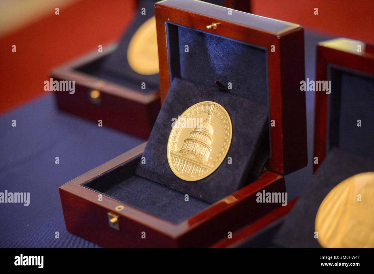 Members of the United States Congress hold a Congressional Gold Medal ...
