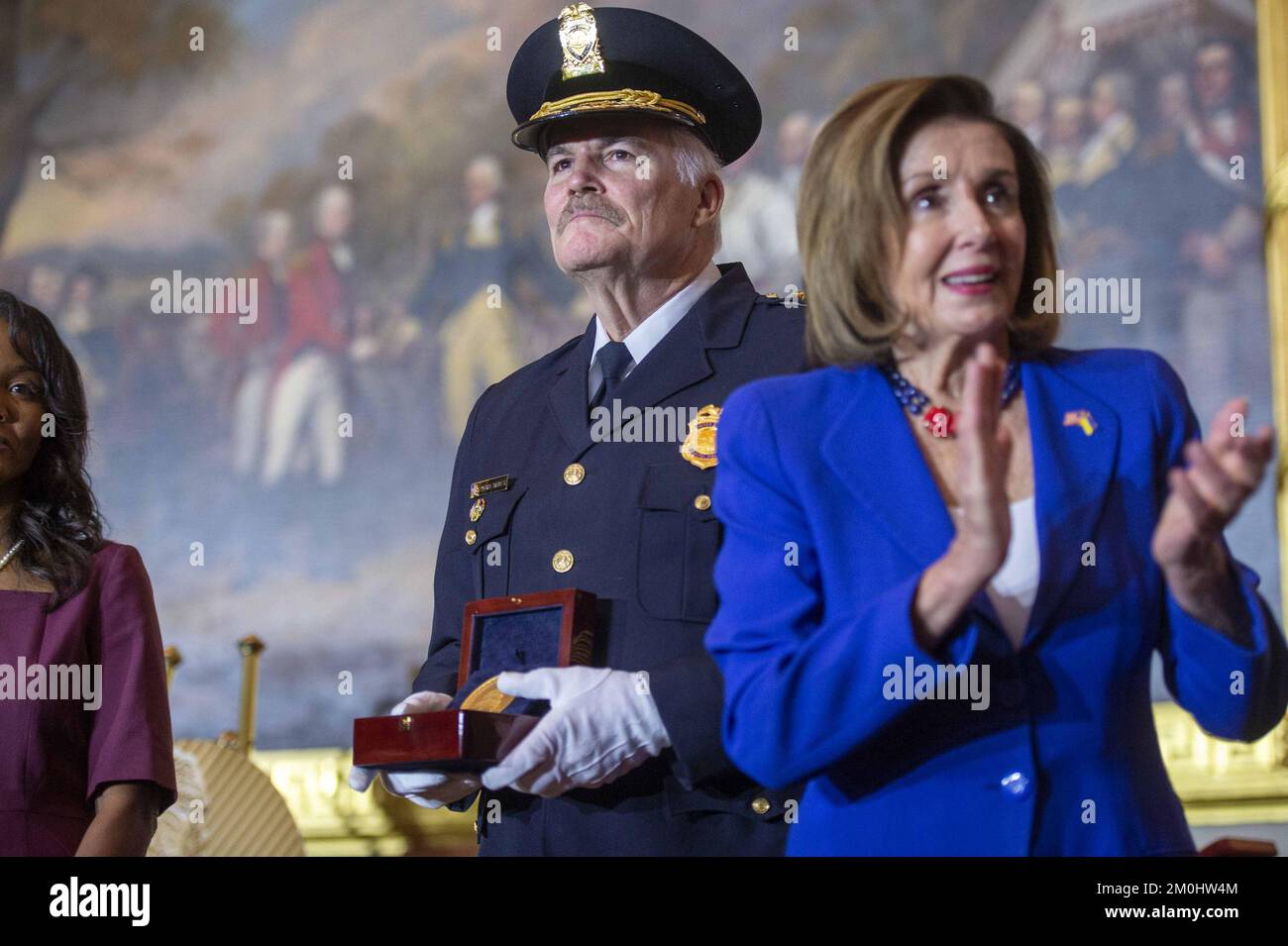 U.S. Capitol Police Chief Tom Manger looks on as Speaker of the House ...