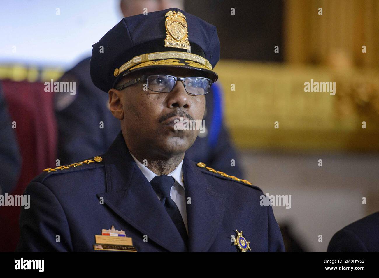 Police Chief of the D.C. Metropolitan Police Robert Contee looks on ...