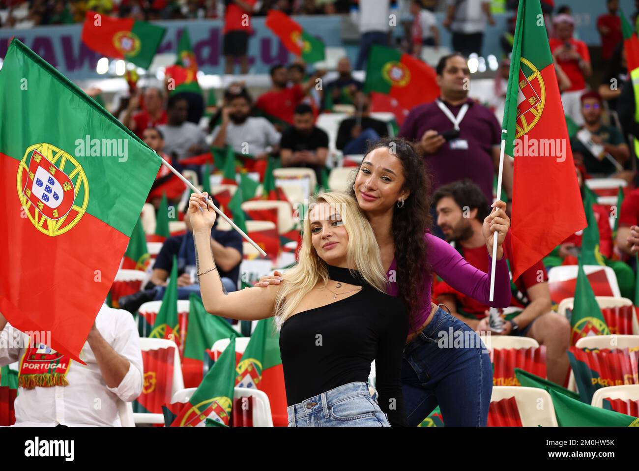 Doha, Qatar, 6th December 2022. Portugal fans during the FIFA World Cup ...
