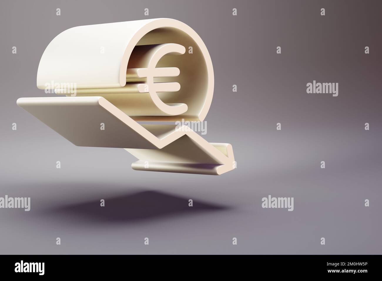 Beautiful illustration Blue EURO Price arrow Down symbol icons on a ...