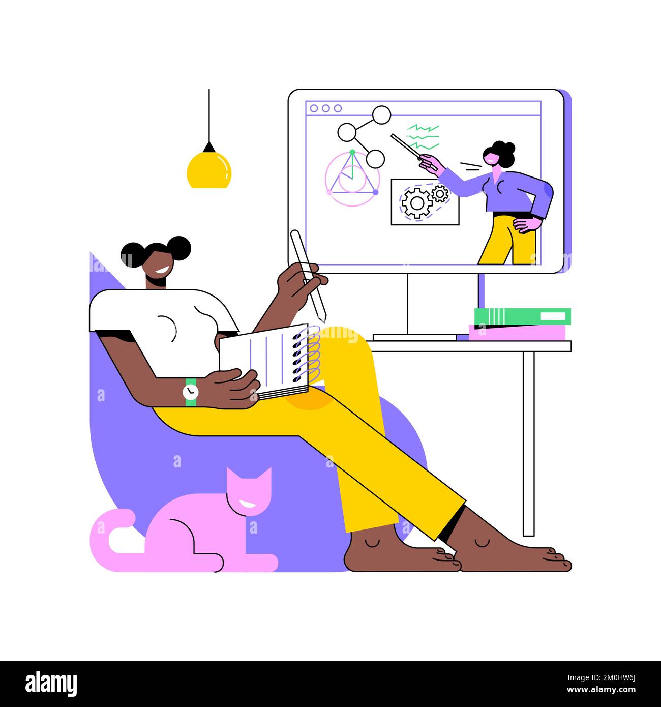 Online classes isolated cartoon vector illustrations. Teacher conducts ...