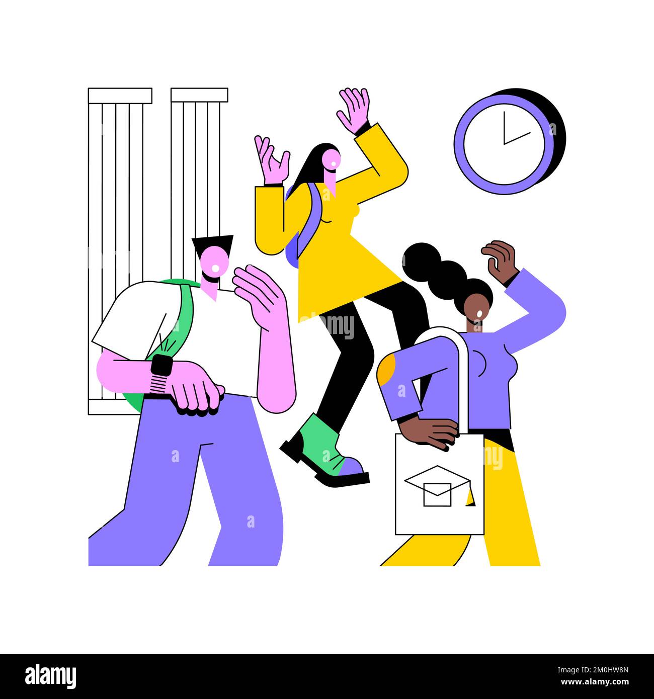 Being late isolated cartoon vector illustrations. Group of confused ...