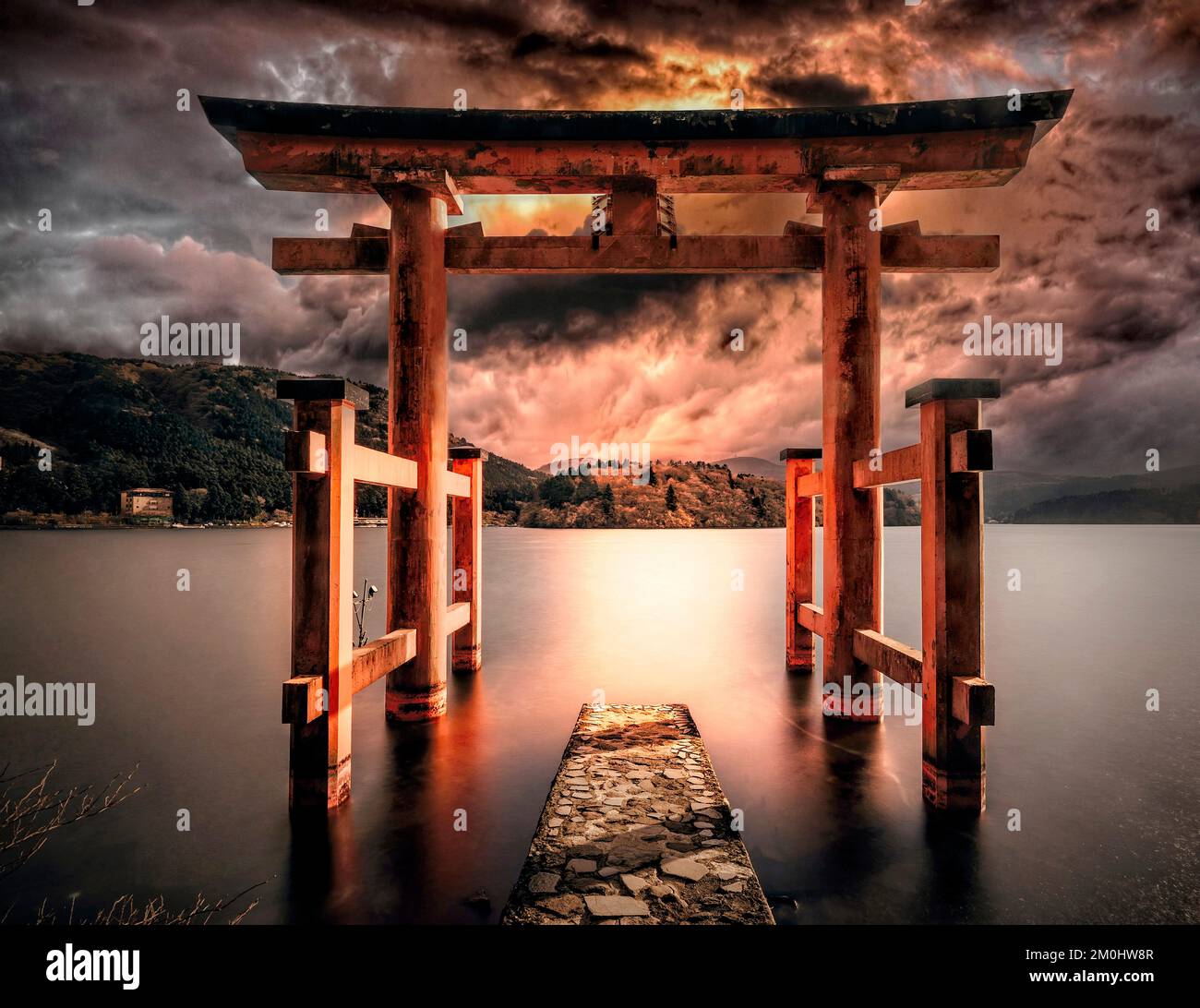 Torii at Hakone, Japan - lake Ashi Stock Photo - Alamy