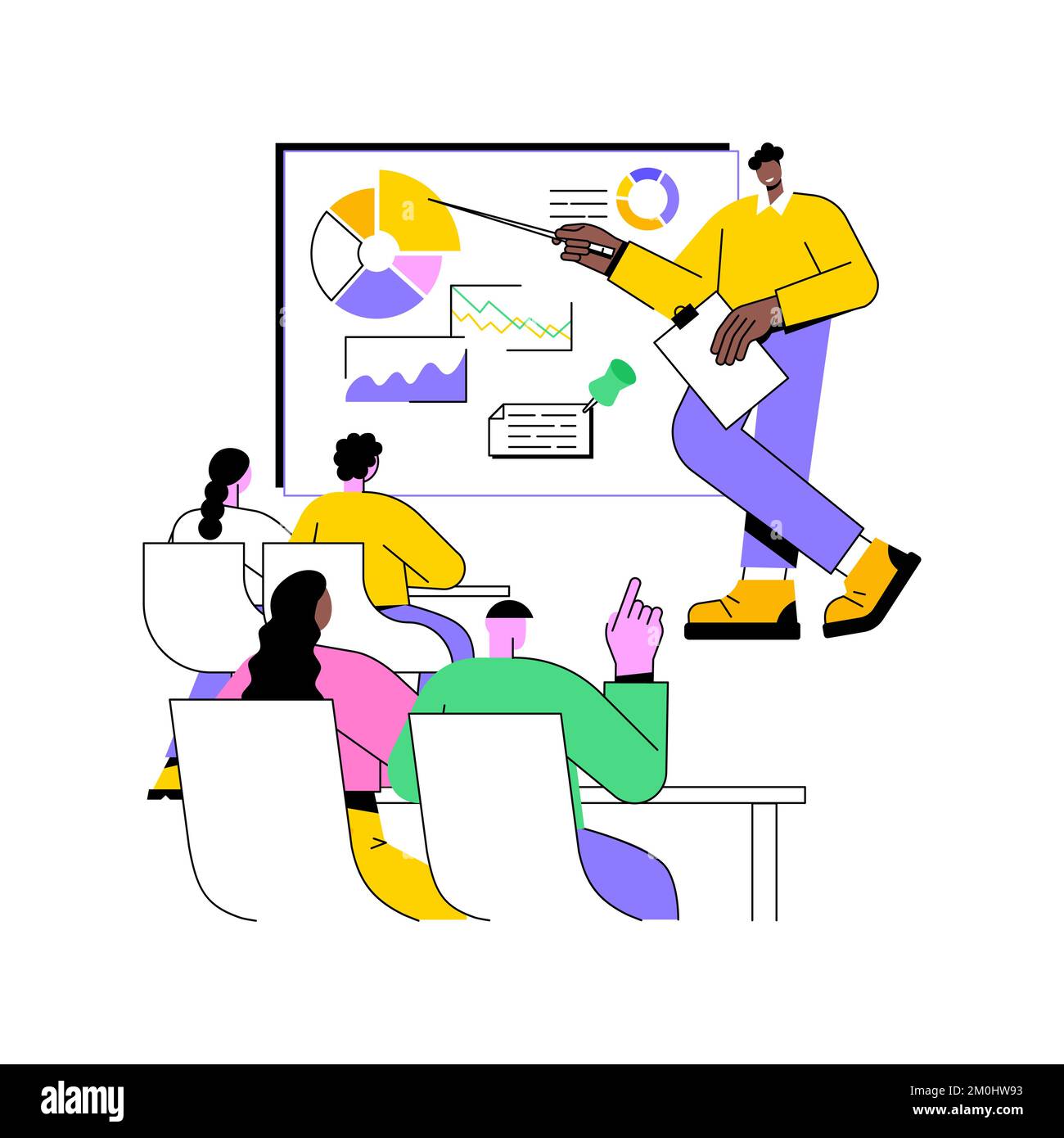 Project presentation isolated cartoon vector illustrations. Happy boy ...