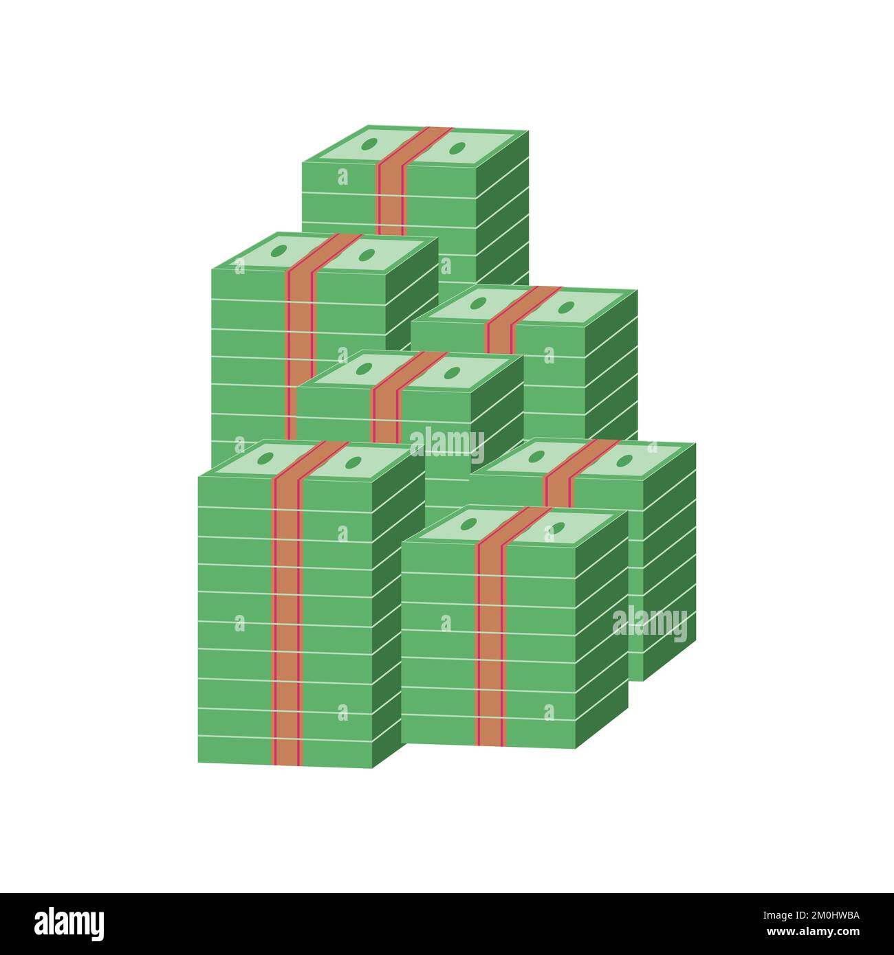 Vector illustration of a mountain of money on a white background Stock ...