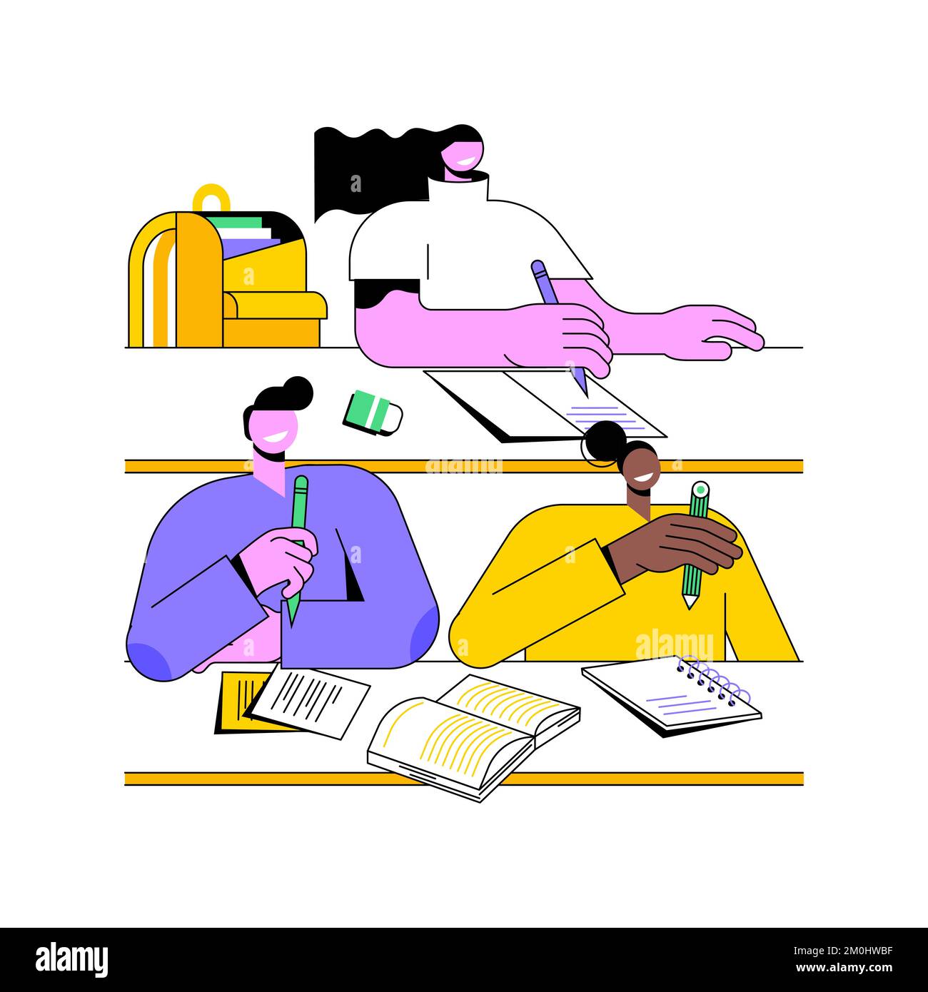 Absorbing information isolated cartoon vector illustrations. Group of ...