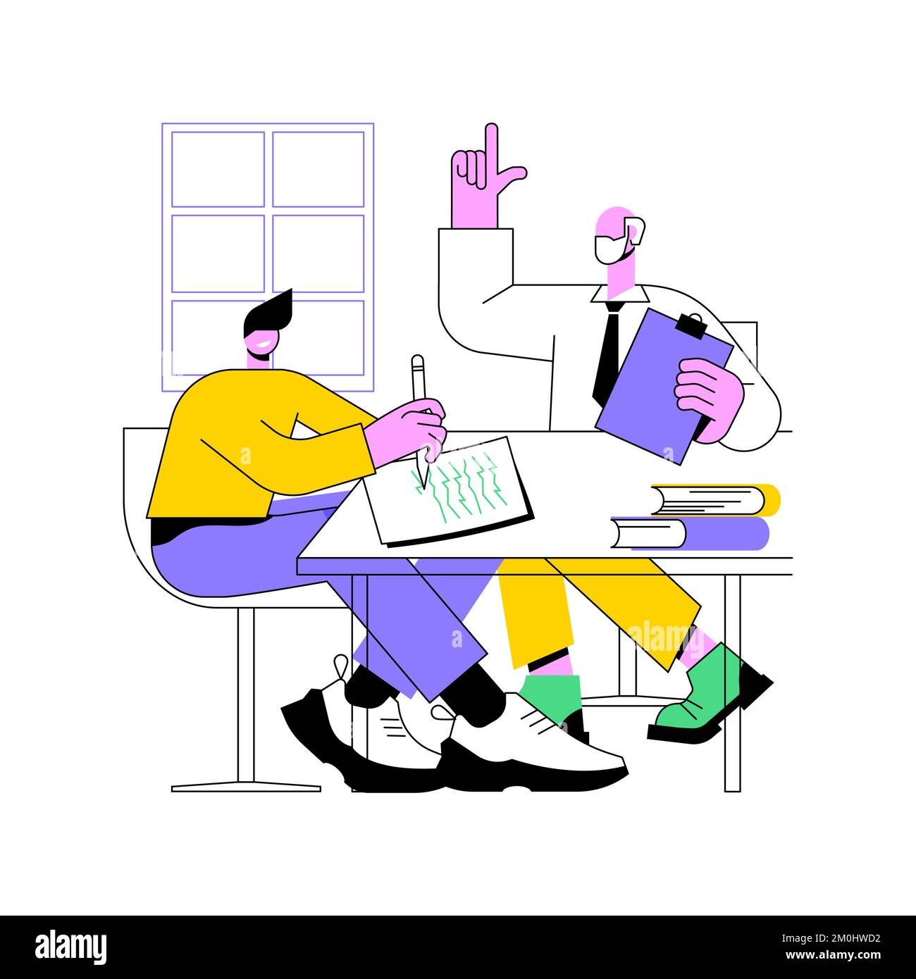 Assisting with theory isolated cartoon vector illustrations. Smiling ...