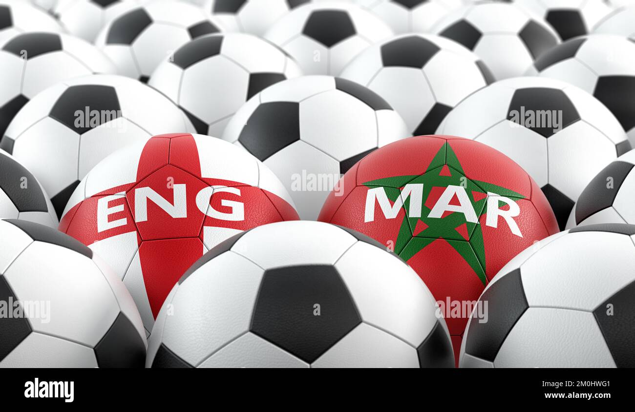 England vs. Morocco Soccer Match - Soccer balls in England and Morocco ...