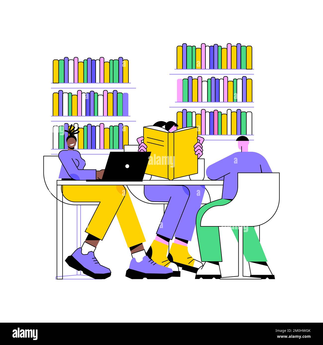 Study together isolated cartoon vector illustrations. Happy smiling ...